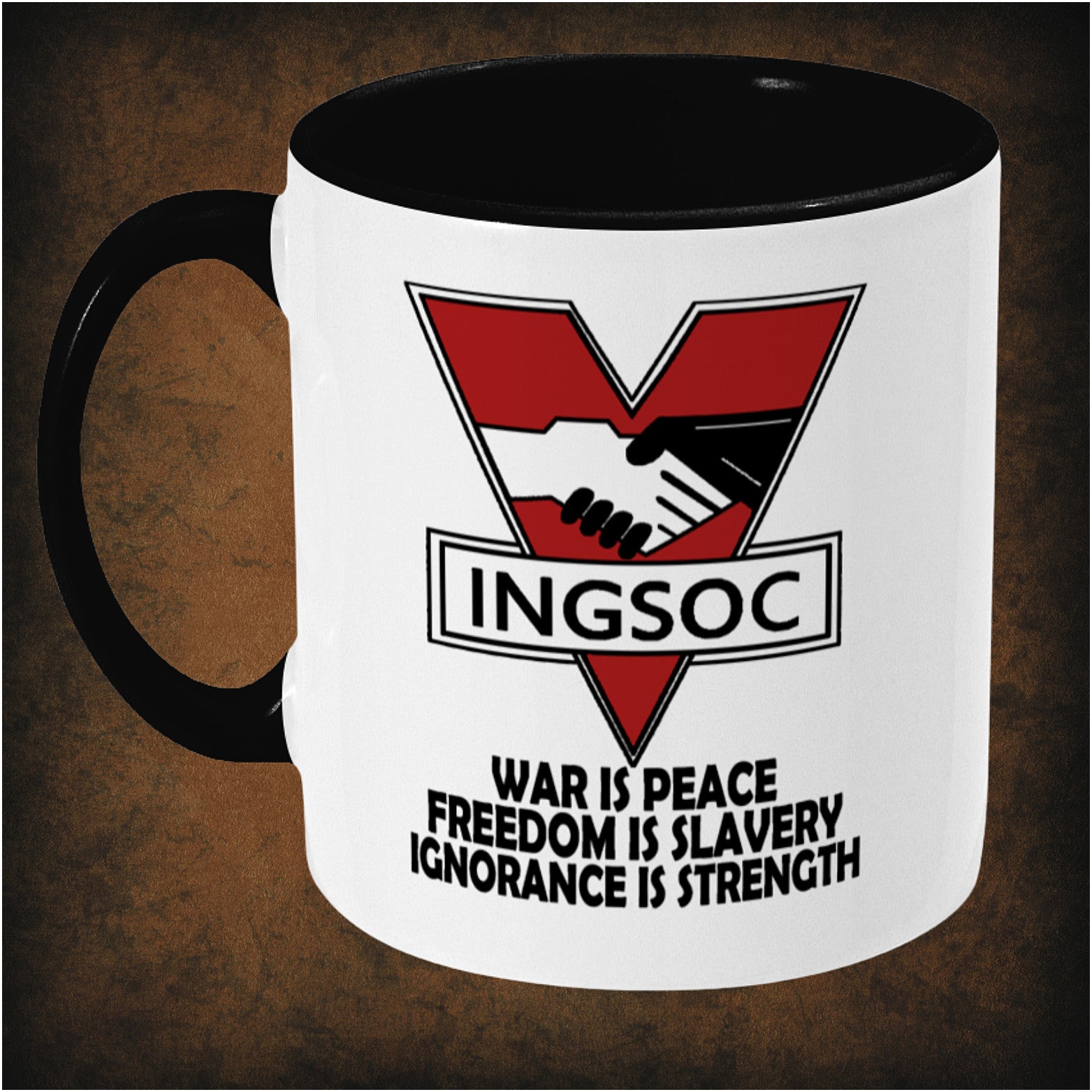 1984 Two Toned Mug | Ingsoc War Is Peace | Revolution Ape